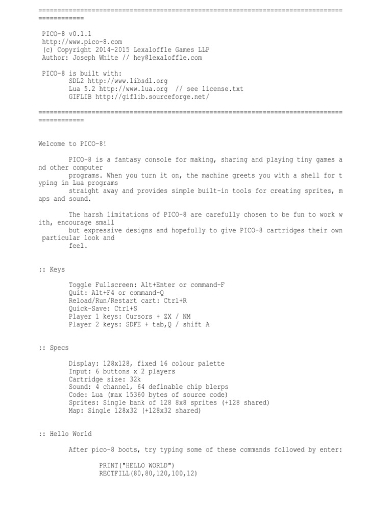 Pico 8 | PDF | Directory (Computing) | Booting