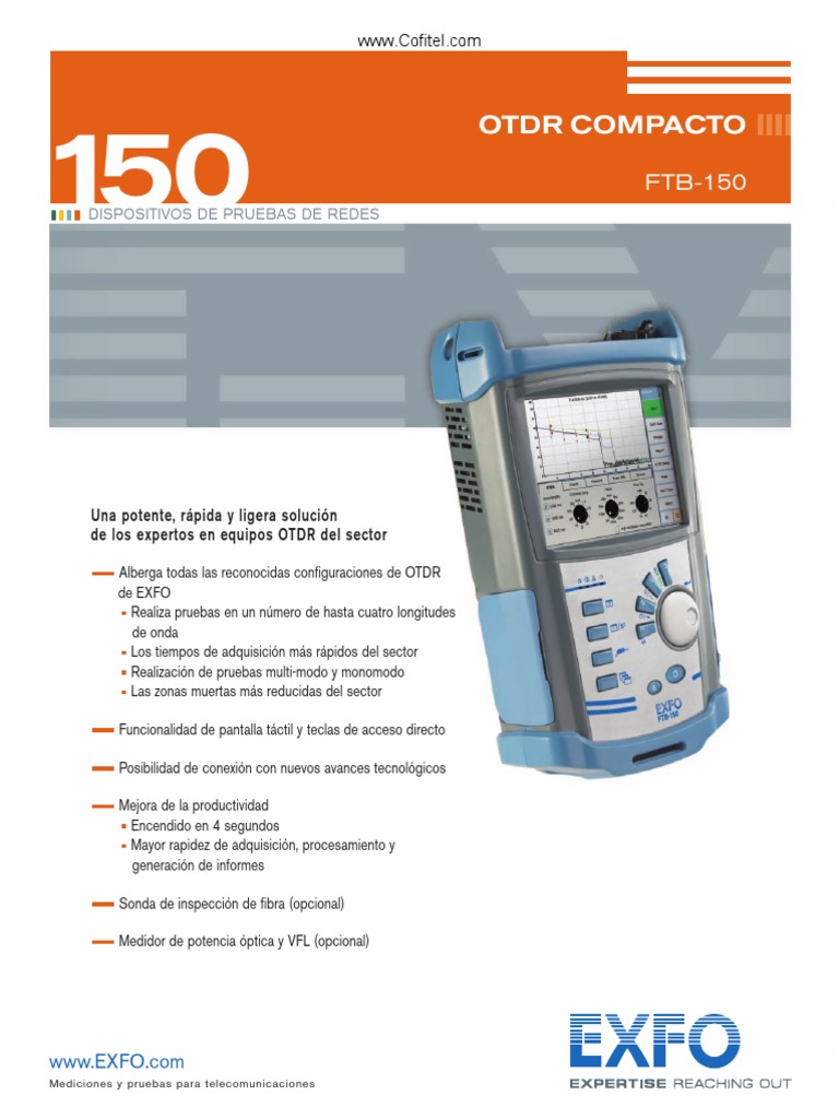 OTDR COMPACTO FTB-150. WWW - Exfo.com Mediciones y Pruebas para ...