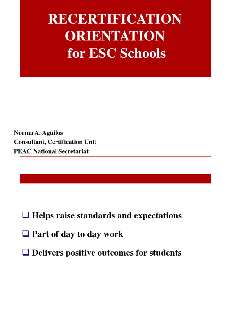 Certification For ESC Schools | PDF | Teachers | Educational Assessment
