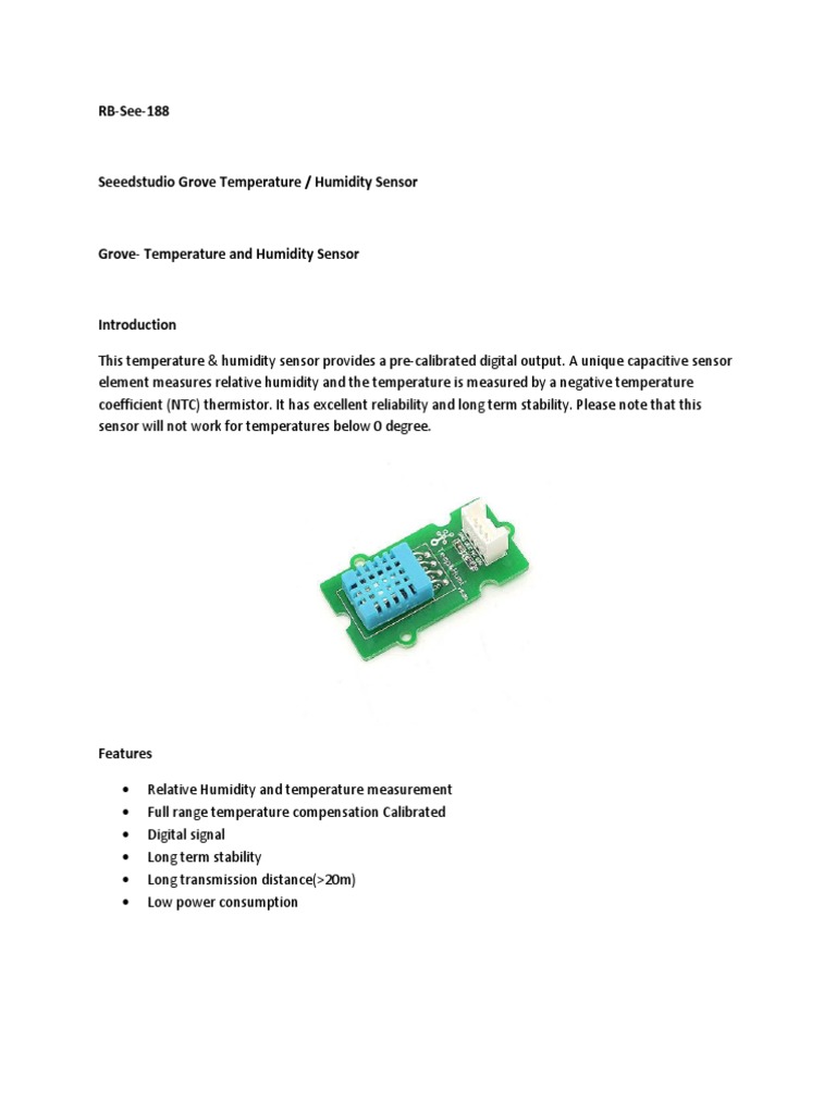 Grove Temp/Humidity Sensor Guide | PDF | Computer Engineering | Electronics