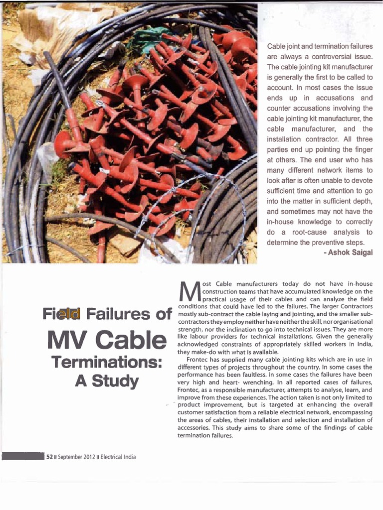Failure of MV Cables | PDF | Insulator (Electricity) | Cable