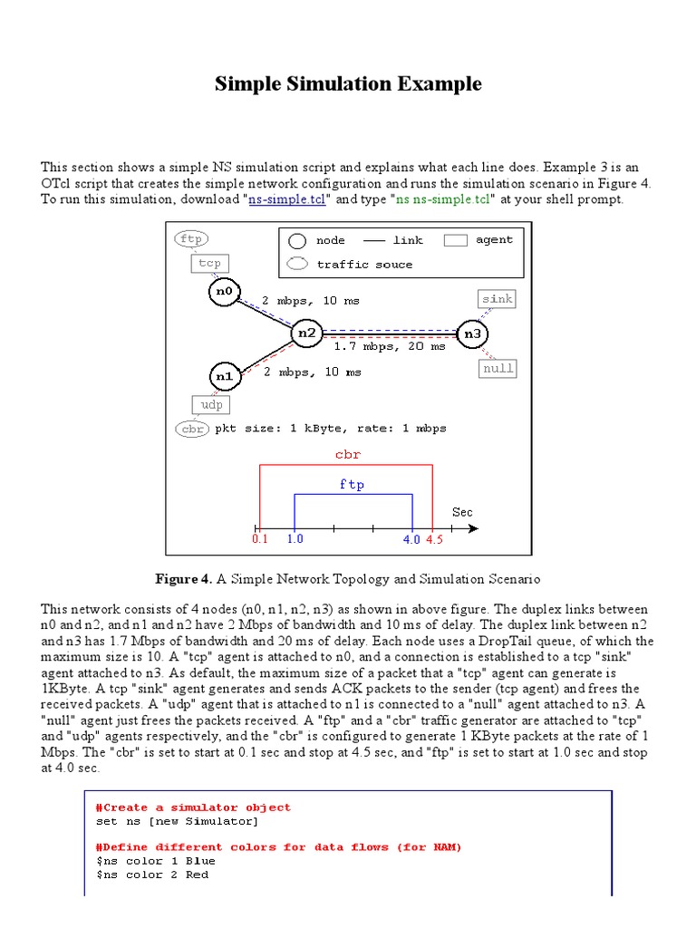 NS2 Simple Simulation Example | PDF | Transmission Control Protocol | Computer Network
