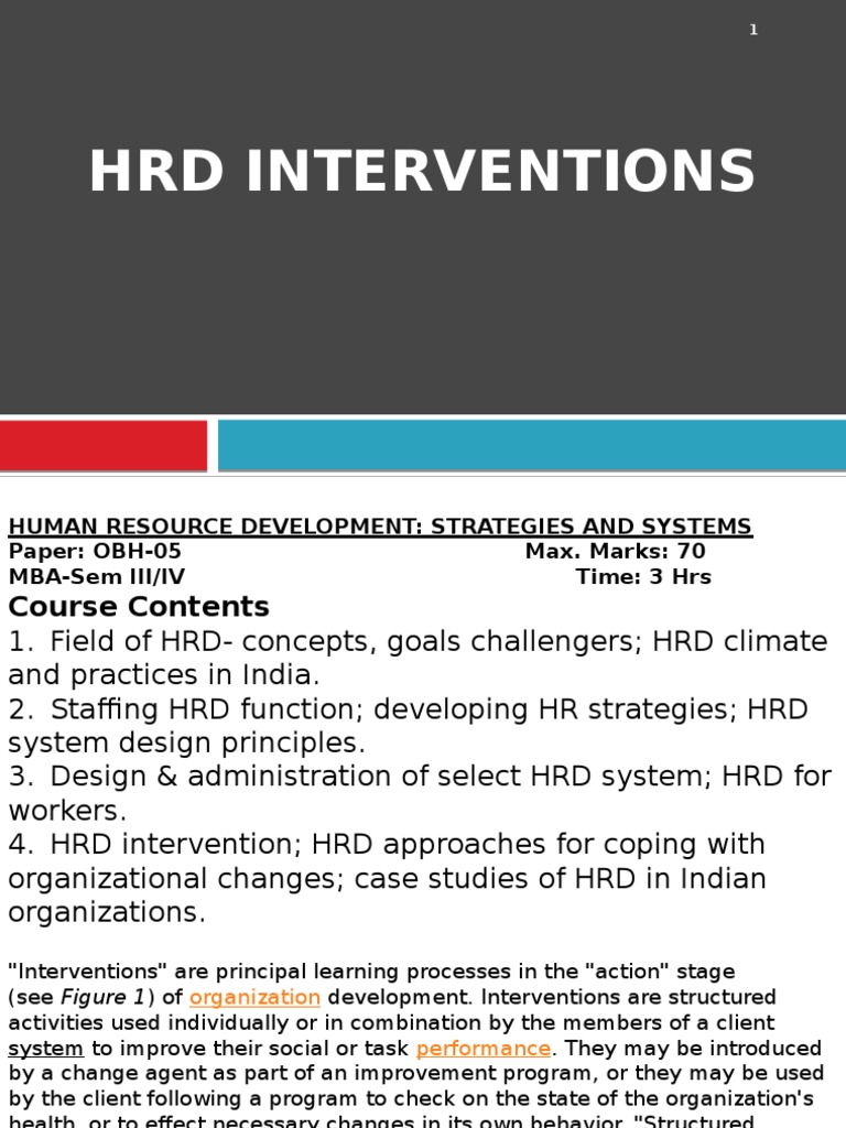 Unit IV, HRD Intervention | PDF | Psychological Concepts | Psychology