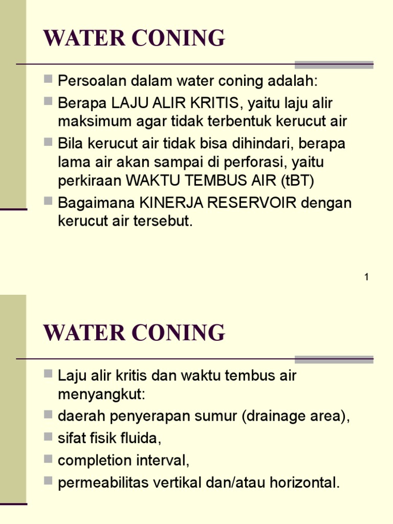 Kuliah 11 Water Coning | PDF