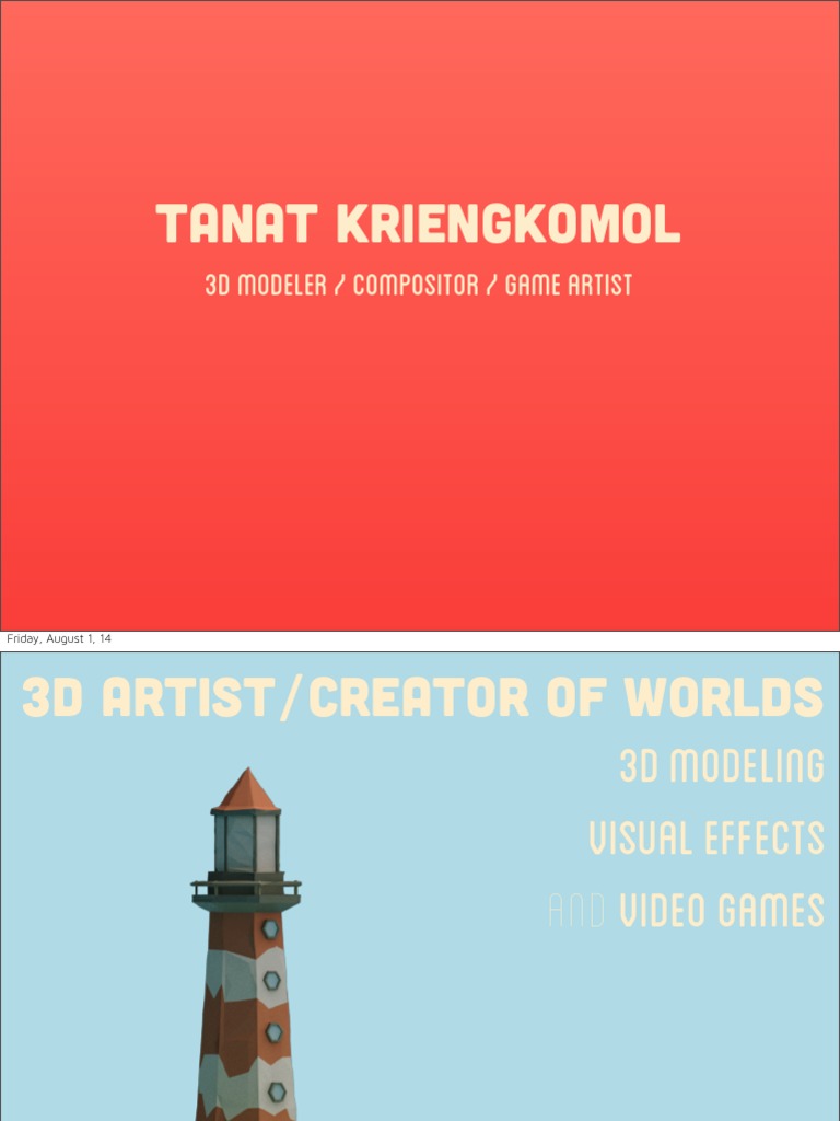 Tanat Kriengkomol: 3d Modeler / Compositor / Game Artist | PDF