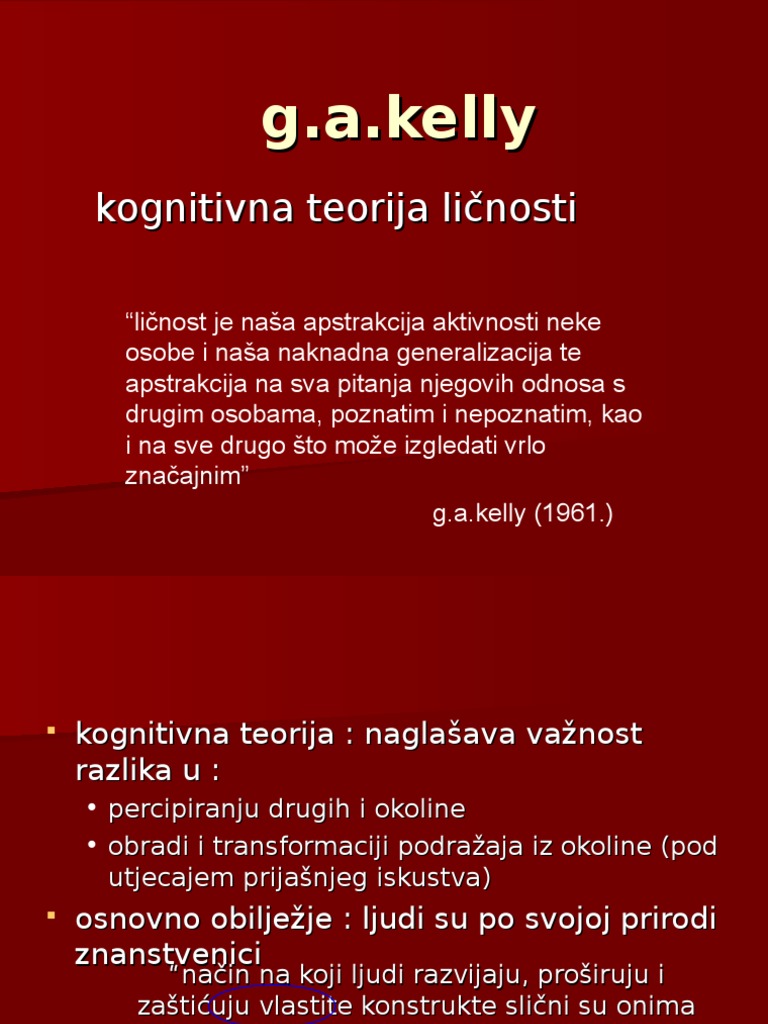 Kognitivna Teorija Ličnosti - Kelly | PDF
