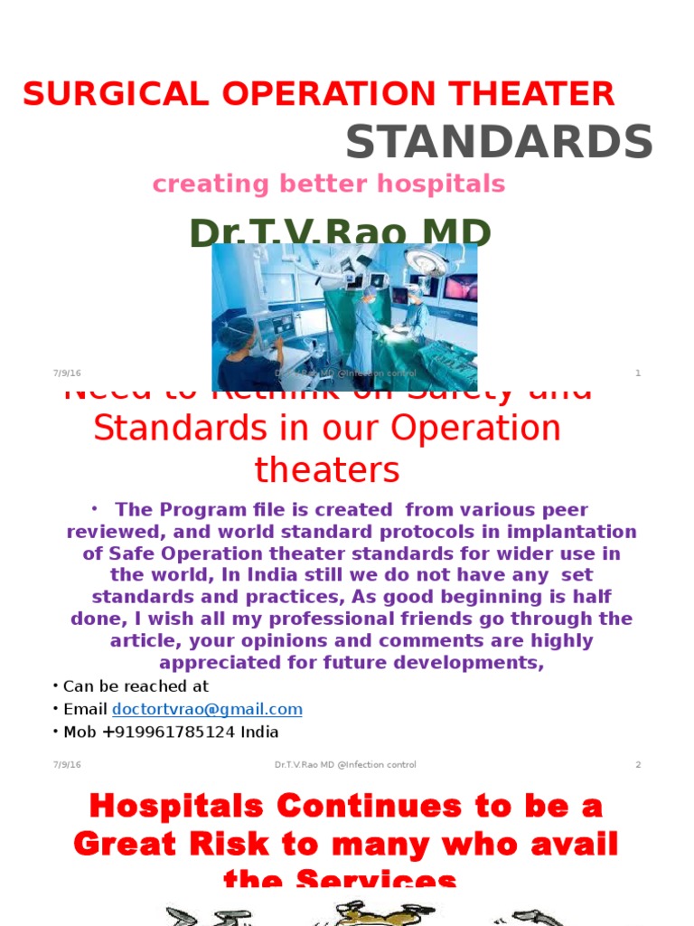 Operation Theatre Safety Standards | PDF | Infection Control | Surgery