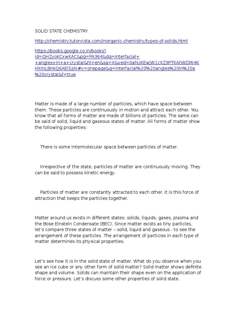 Solid State | PDF | Solid | Chemical Bond