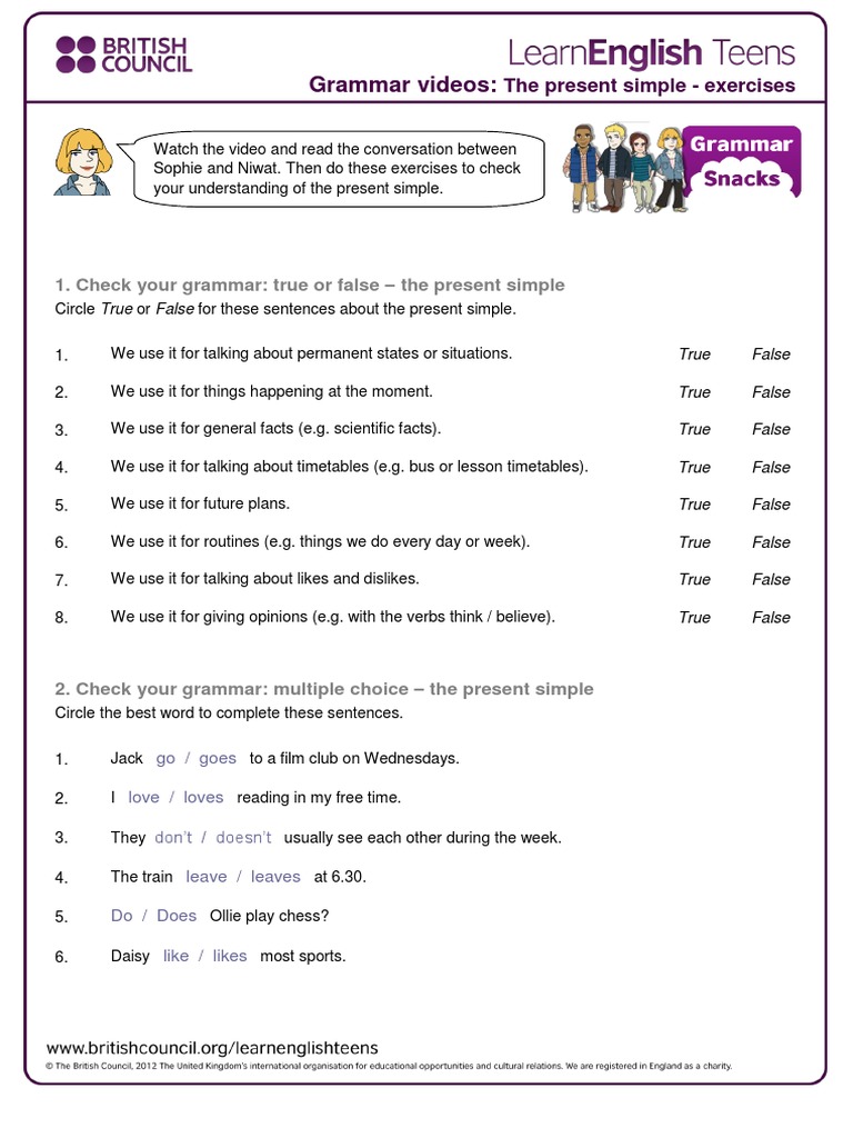 Present Simple - Exercises | PDF