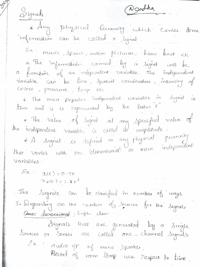 DSP Unit1 Handwritten Notes 2012 | PDF