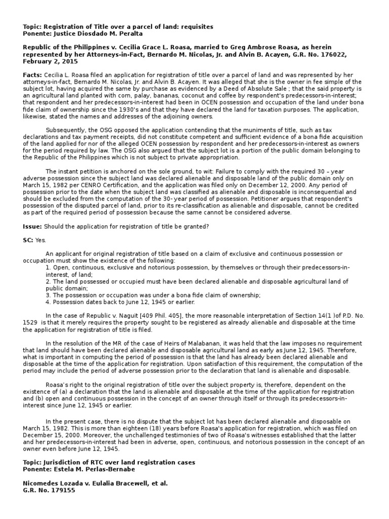 Land Titles. Land Registration | PDF | Deed | Mortgage Law
