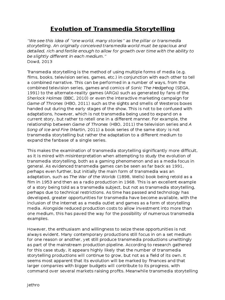 Evolution of Transmedia Storytelling | PDF | Star Wars | Independent Film