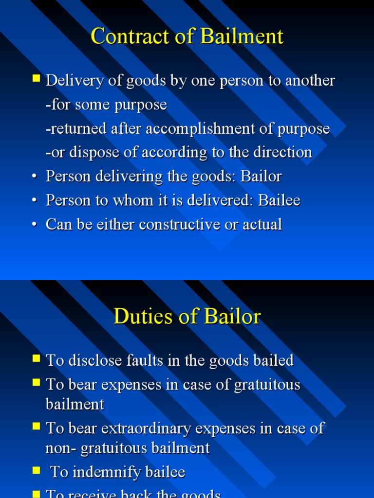 Contract of Bailment | PDF | Lien | Contract Law