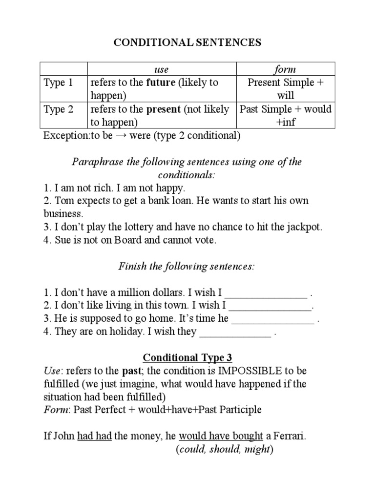 Use Form: Conditional Sentences | PDF | Grammar | Syntax