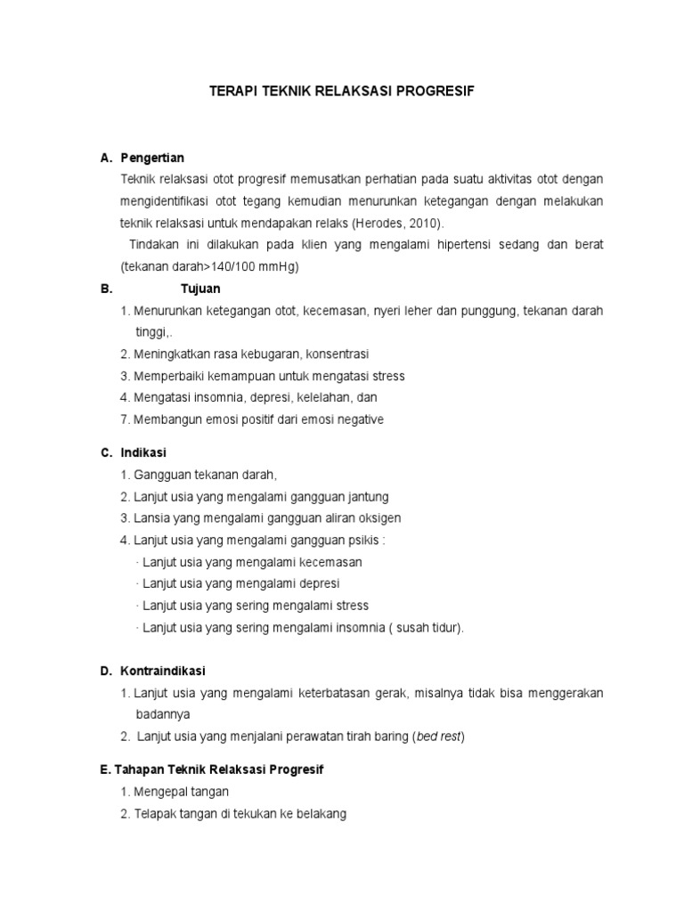 Sop Terapi Teknik Relaksasi Progresif | PDF