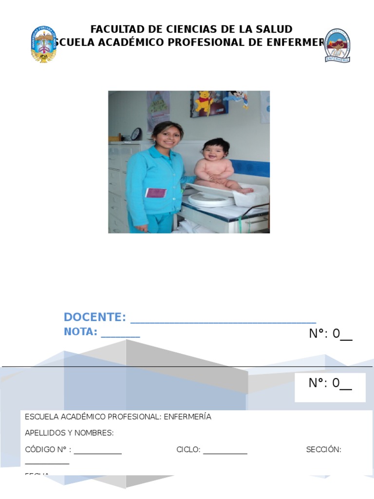 Caratula para Examen Parcial | PDF | Cuidado de la salud | Enfermería