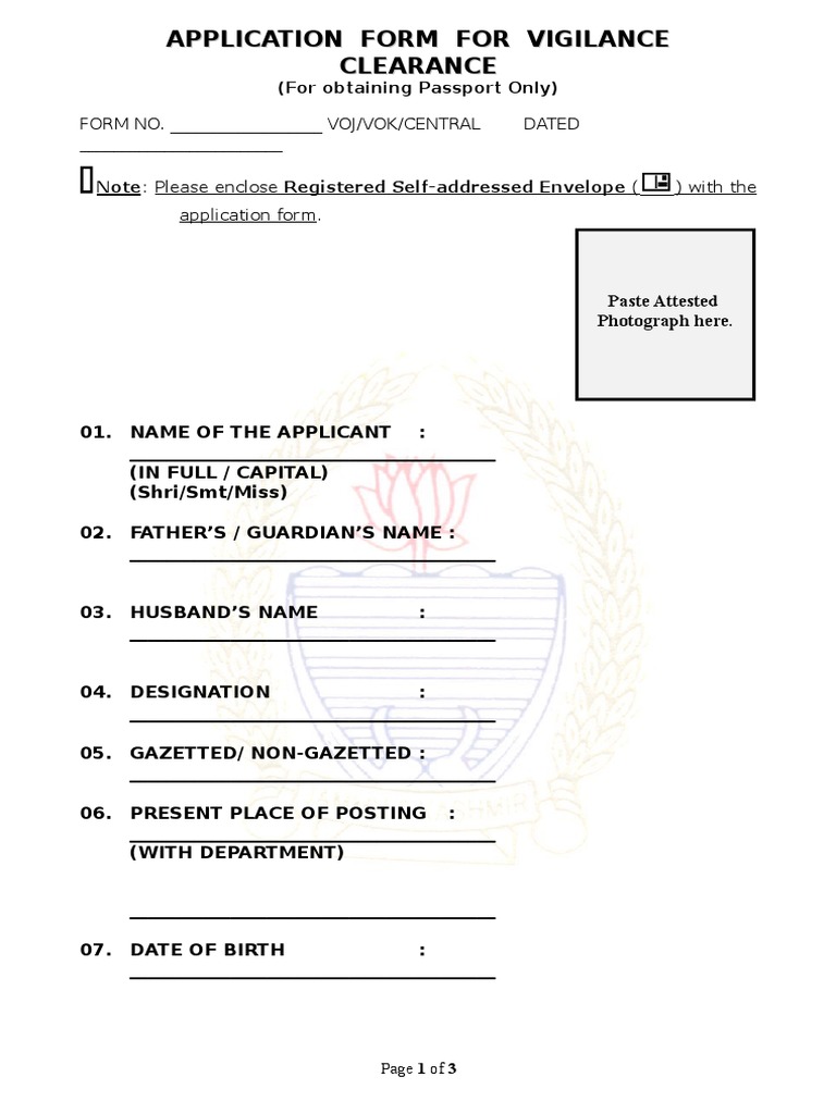 Application Form For Passport NOC | PDF
