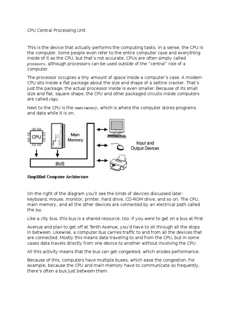 Processors: Simplified Computer Architecture | PDF | Random Access Memory | Central Processing Unit