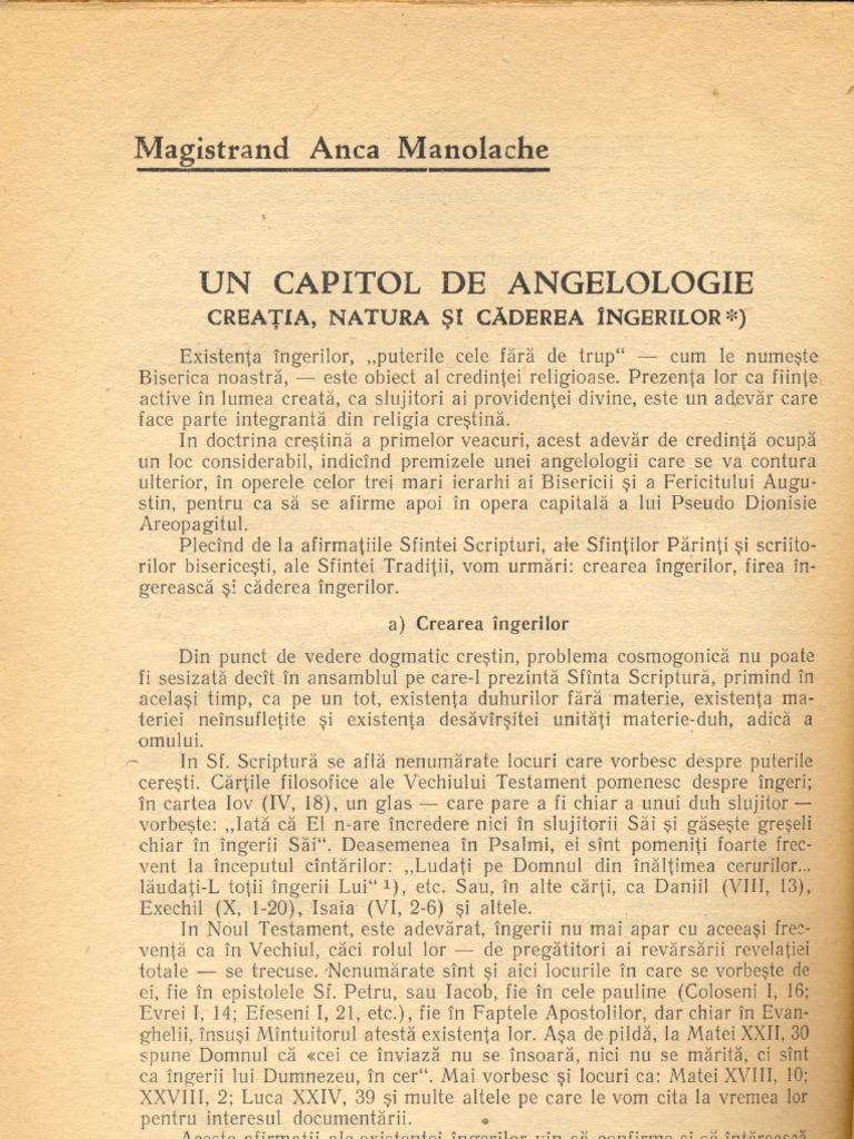 Anca Manolache - Un Capitol de Angelologie - Creatia Natura Si Caderea ...