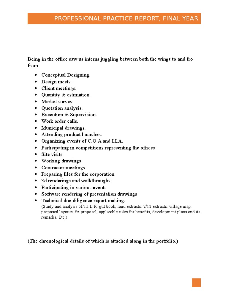 Professional Practice Report, Final Year | PDF