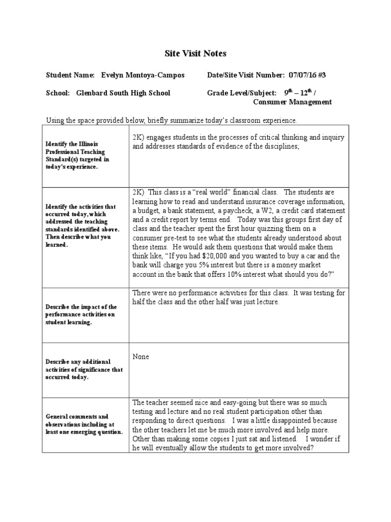 Site Visit Notes 07 07 16 | PDF | Lecture | Credit Card