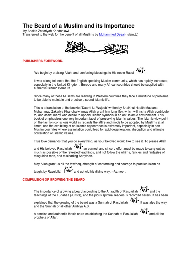 The Beard of A Muslim and Its Importance | PDF | Beard | Hadith