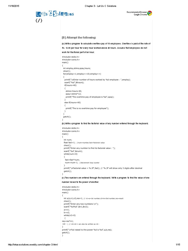 Chapter 3 - Let Us C Solutions | PDF | Overtime | Passport