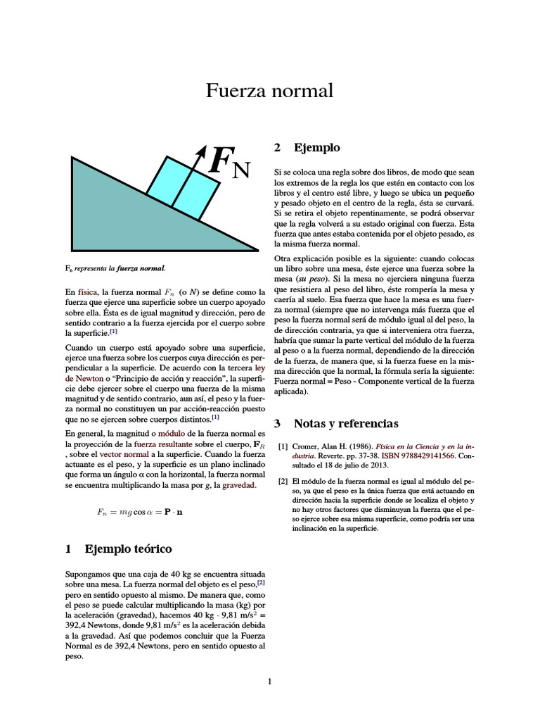 Fuerza Normal en Física: Definición y Ejemplos | PDF | Peso del cuerpo ...