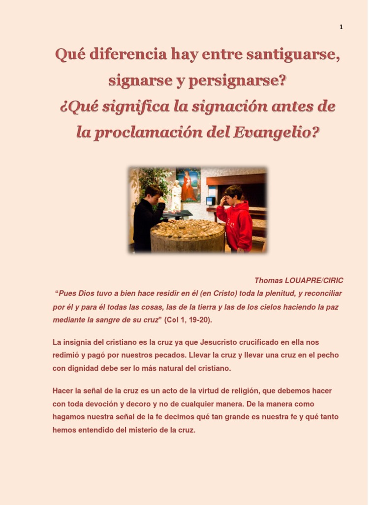 Que Es Santiguarse, Persinarse y Signarse | Misa (liturgia) | eucaristía