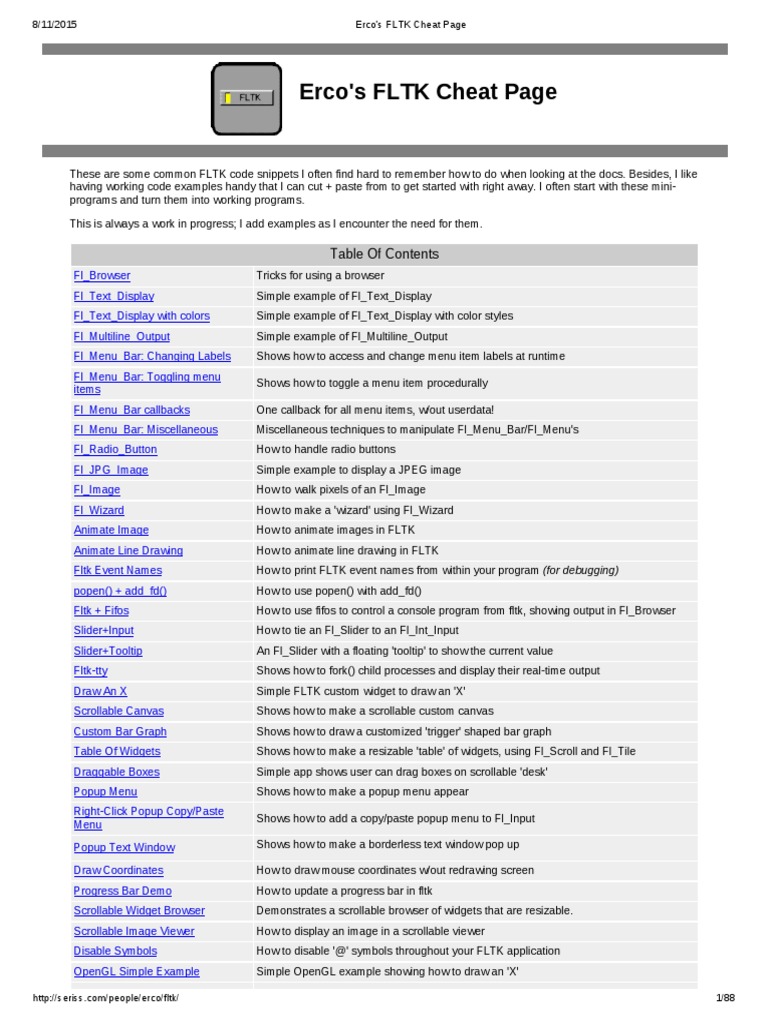 Erco's FLTK Cheat Page | Download Free PDF | Icon (Computing) | Texture Mapping