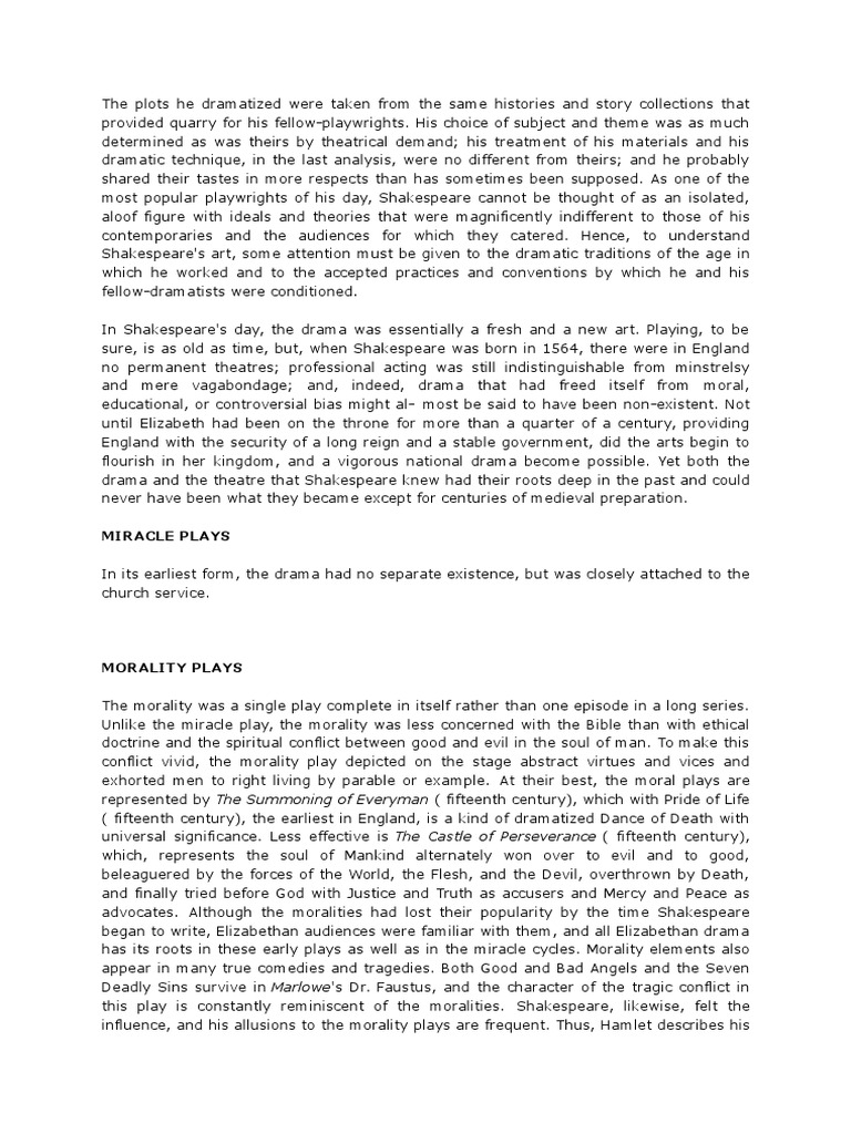 Miracle and Morality Plays in Drama | PDF | Tragedy | Theatre