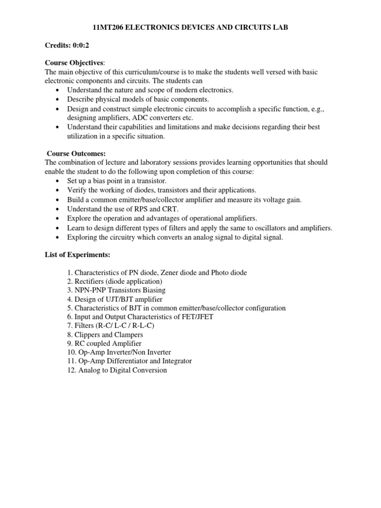 Edc Lab Outcomes | PDF