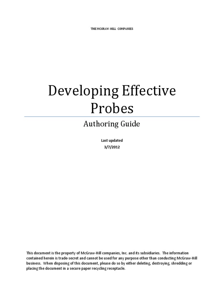 Developing Effective Probes | PDF | Question | Learning
