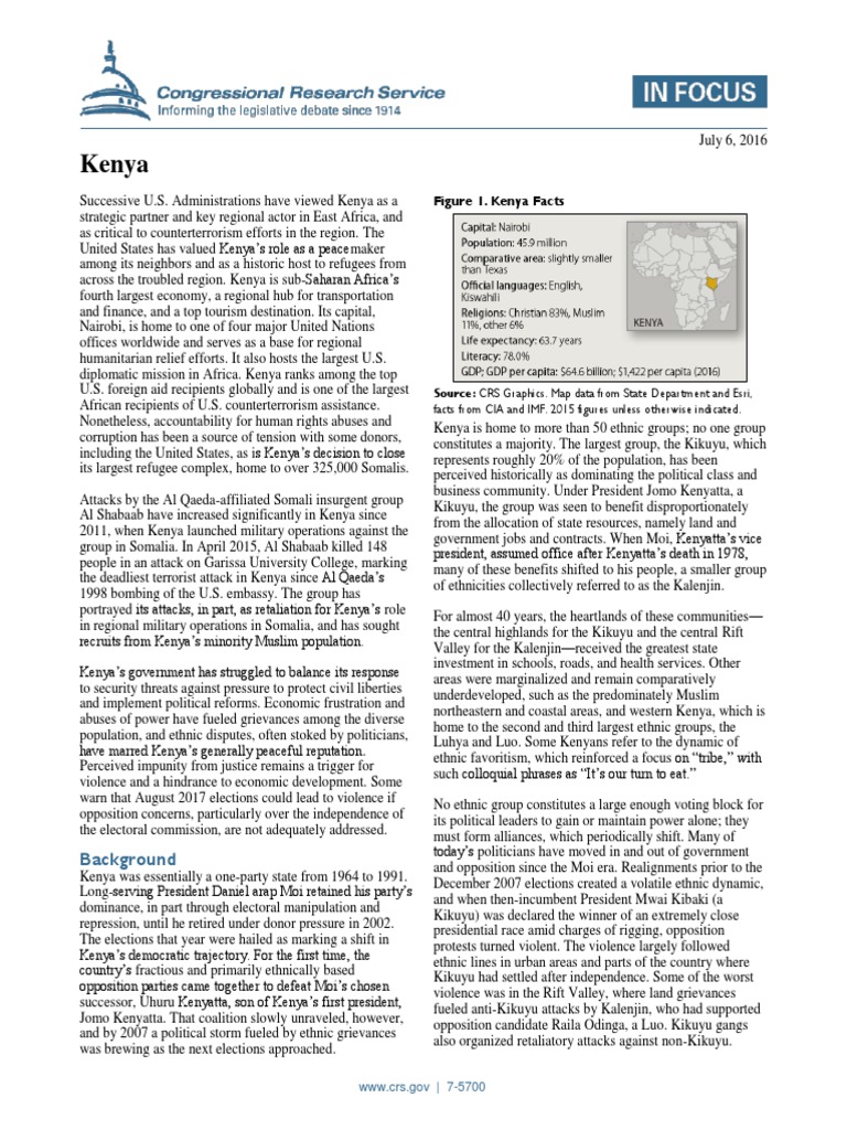 Kenya in Focus - CRS - July 2016 | PDF | Kenya | International Criminal ...