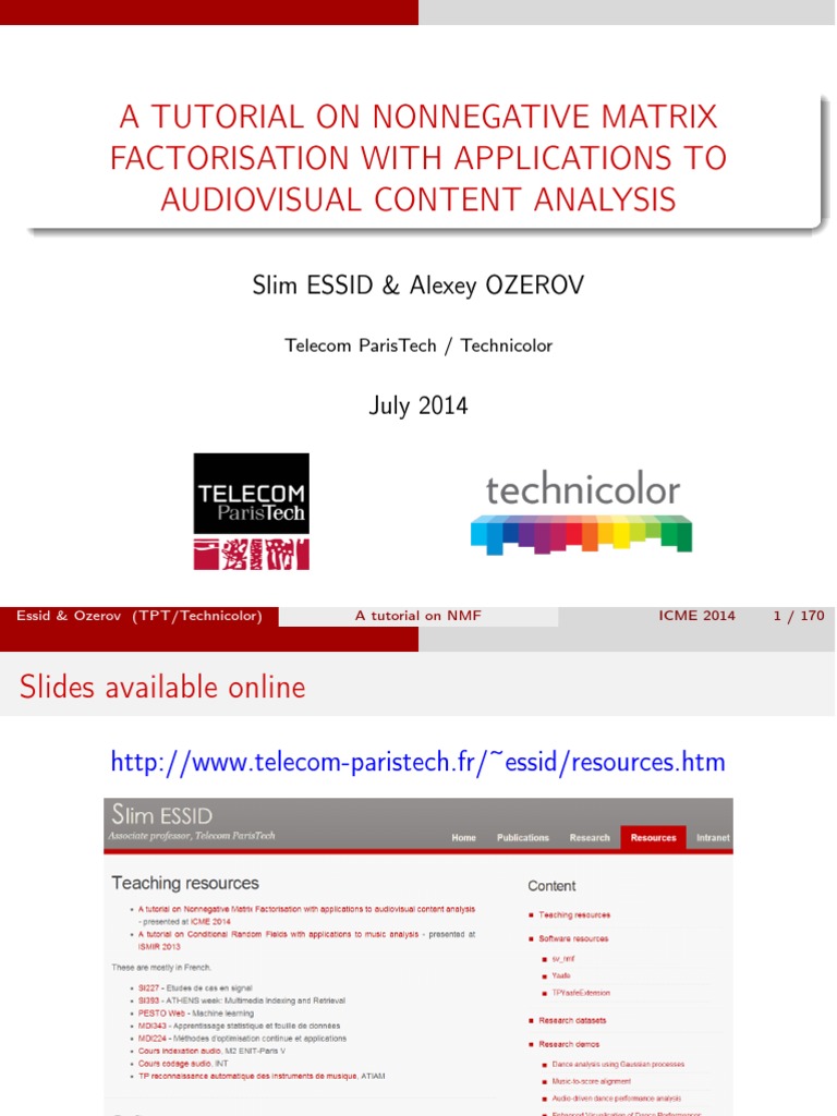 NMF Tutorial | PDF | Principal Component Analysis | Mathematical Optimization