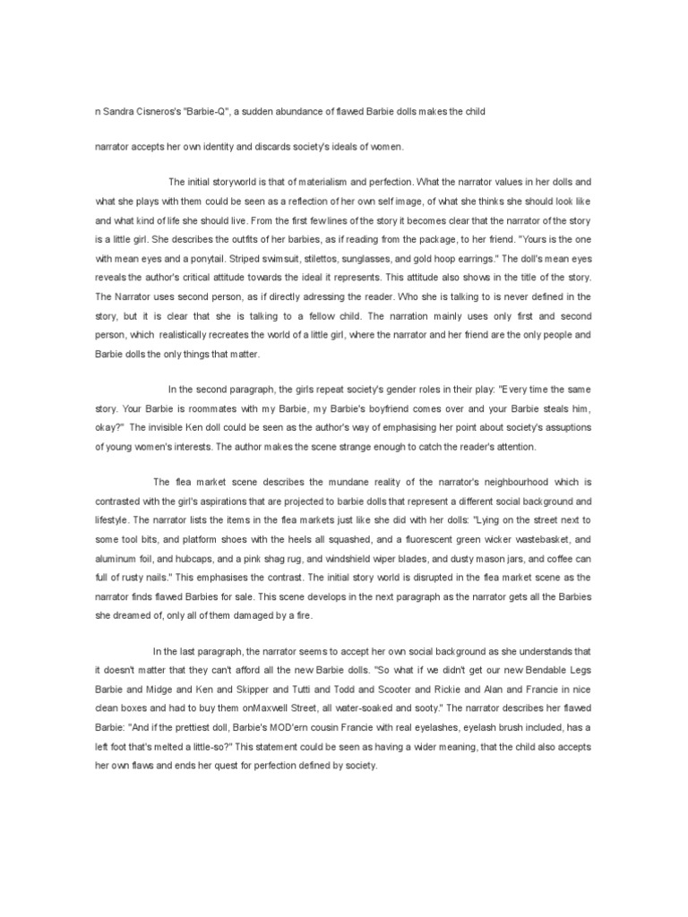 Análisis of Barbie-Q of Sandra Cisneros | PDF | Barbie | Dummies And ...