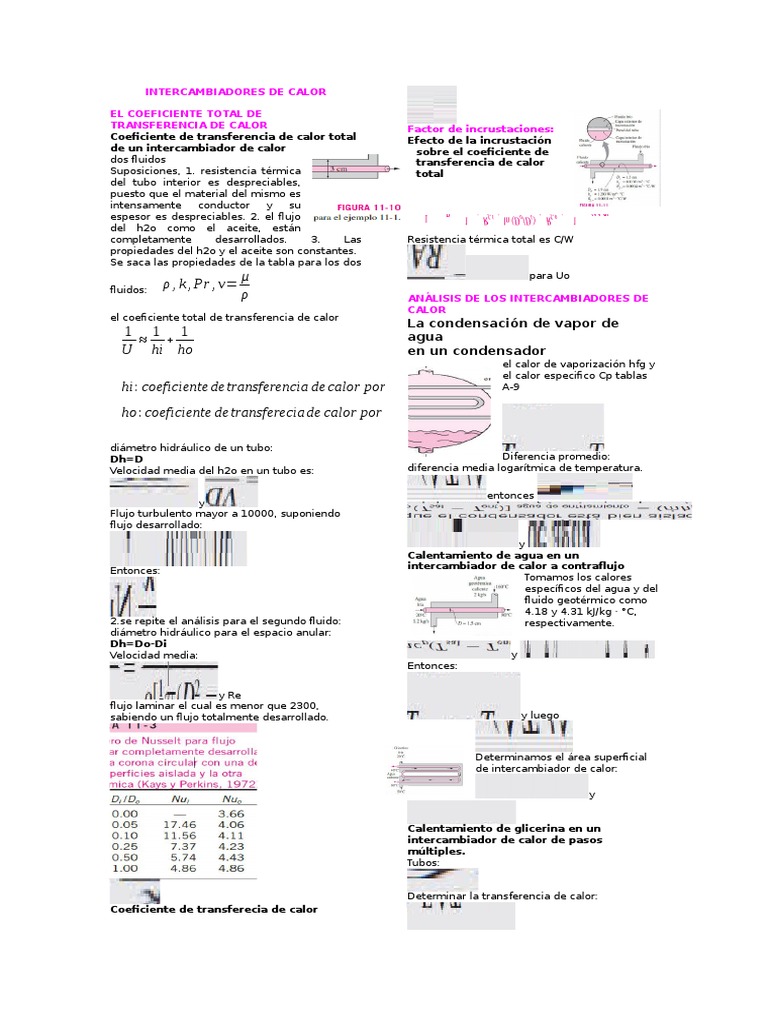 Formulario INTERCAMBIADORES DE CALOR | PDF