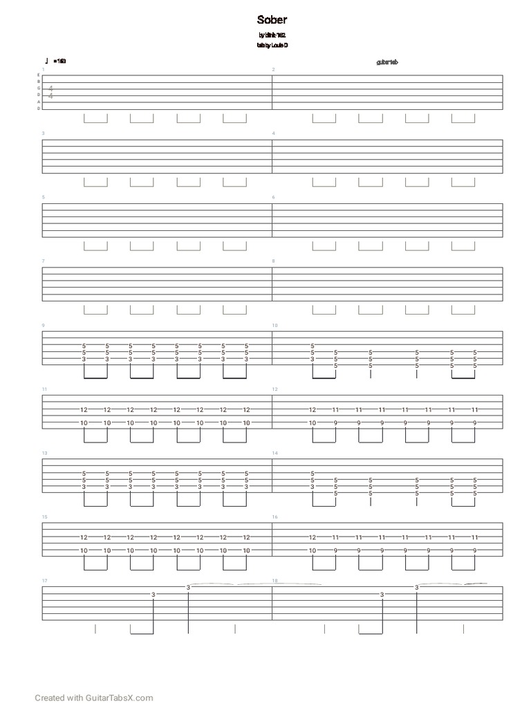 Blink-182 - Sober (Guitar Tabs) | PDF