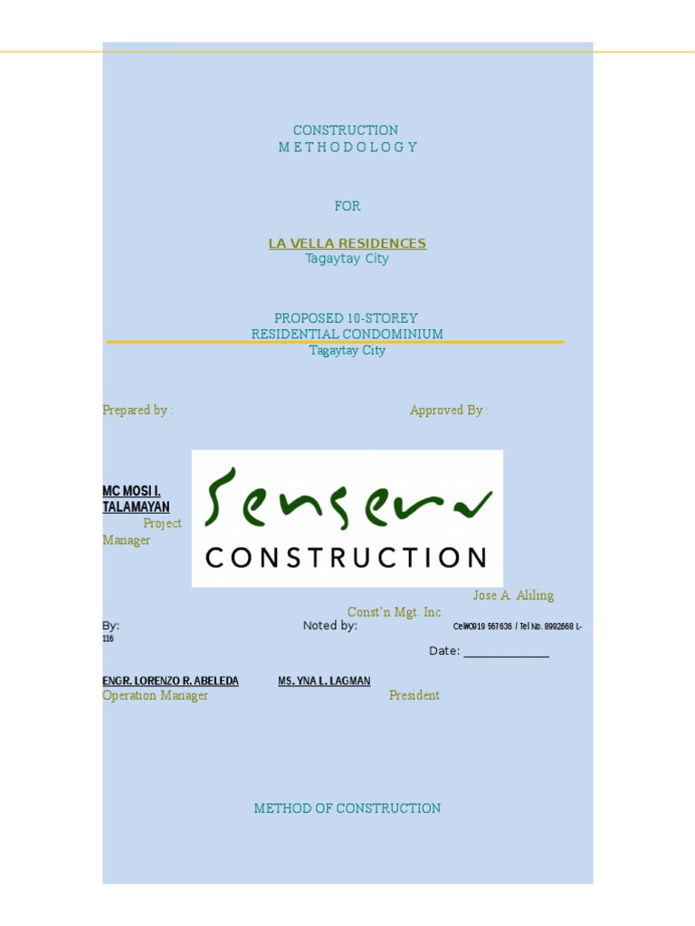Construction Methodology for Lavella Residences | PDF | Tile | Flooring