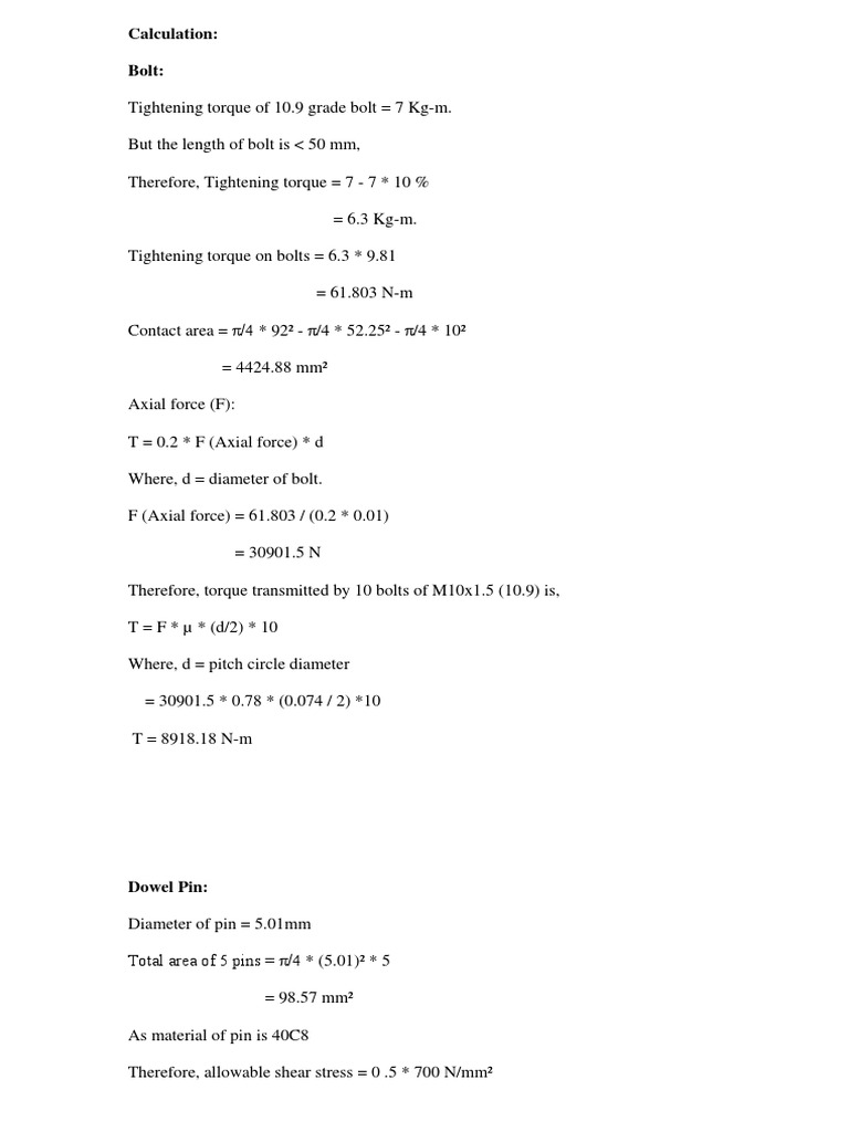 Bolt Calculation | PDF