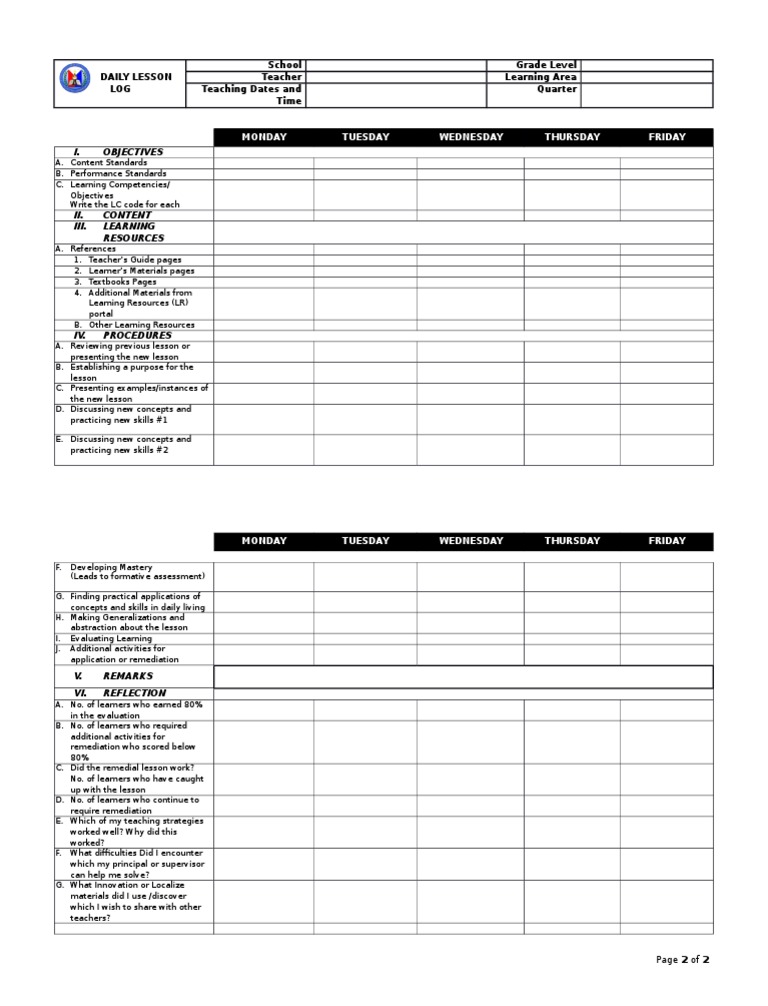 Daily Lesson Log New Version | PDF | Language Arts & Discipline | Art