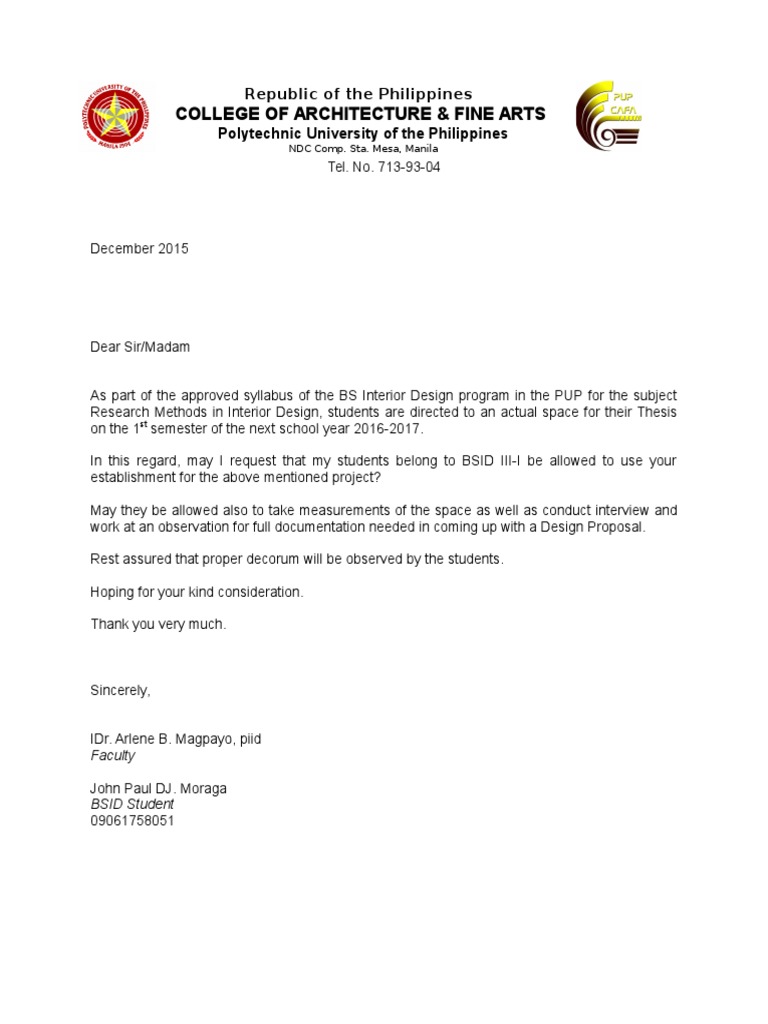 Space Request Letter | PDF