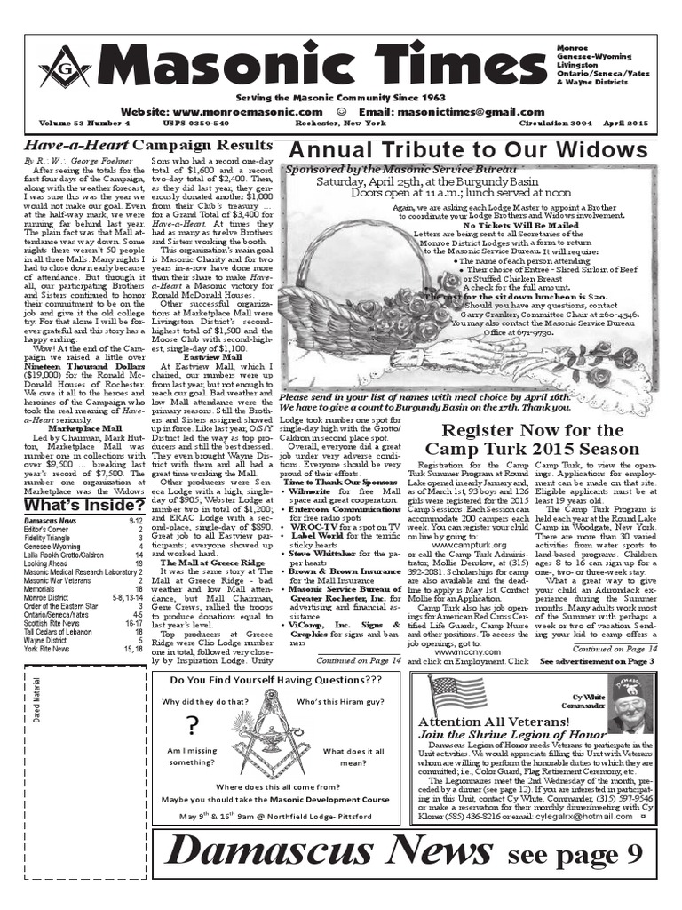 1504 April 2015 Issue | PDF | Freemasonry | Masonic Lodge