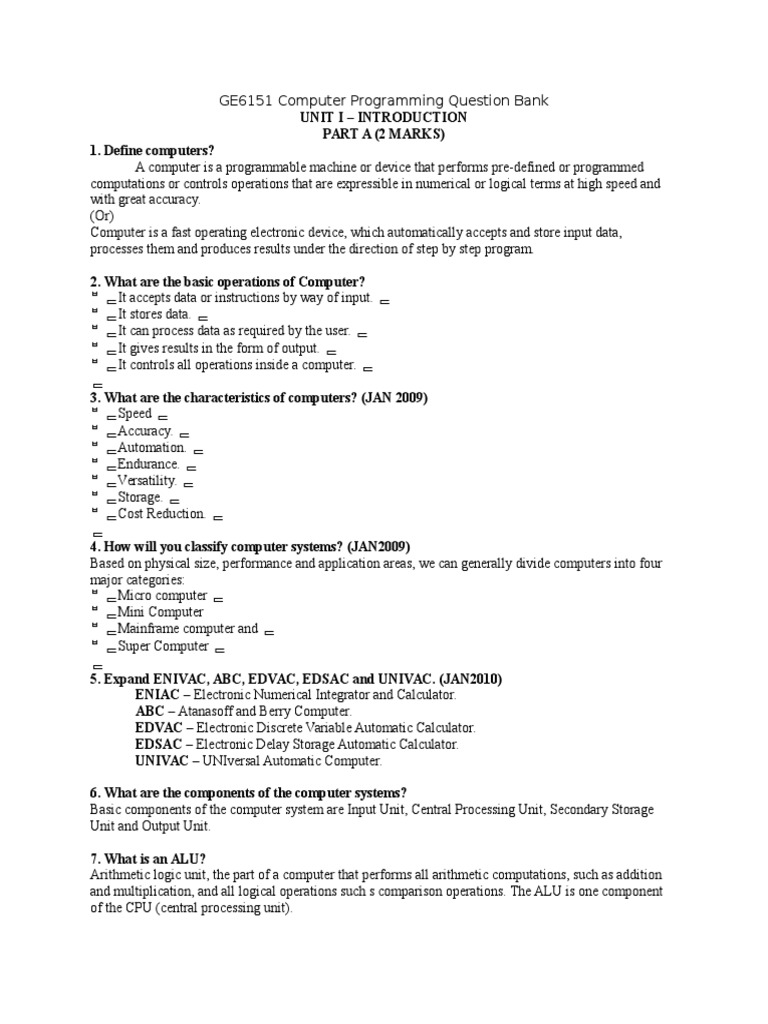 Computer Programming Two Marks Pdf Pointer Computer Programming
