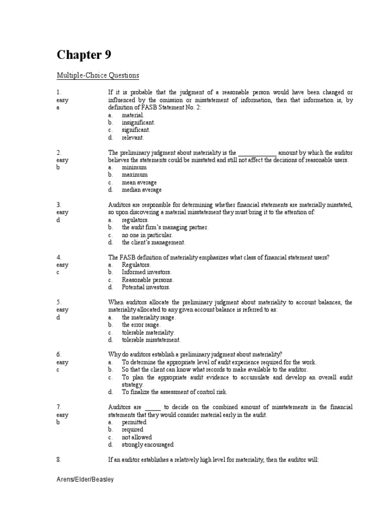 Multiple-Choice Questions | PDF | Financial Audit | Internal Control