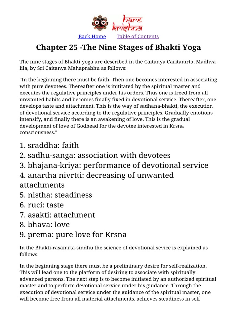 Nine Stages of Bhakti | PDF | Religion & Spirituality