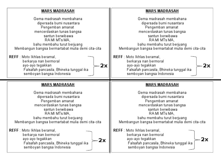 Lirik Mars Madrasah dan Gema Pendidikan | PDF | Agama & Spiritualitas