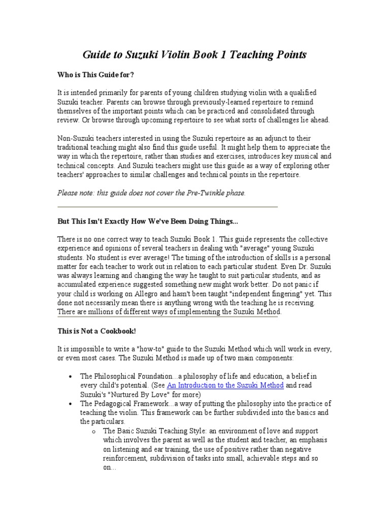 Guide To Suzuki Violin Book 1 Teaching Points: Who Is This Guide For ...