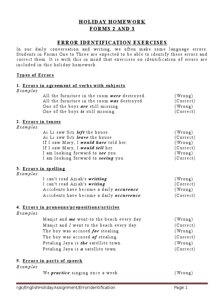 Error Identification PT3 (MAY 2014) | PDF | Verb | Morphology