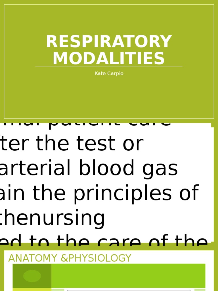Respiratory Modalities Overview | PDF